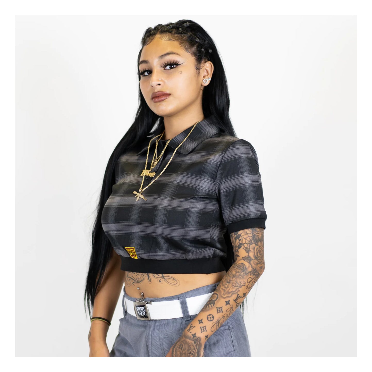 Flannel cropped tops store